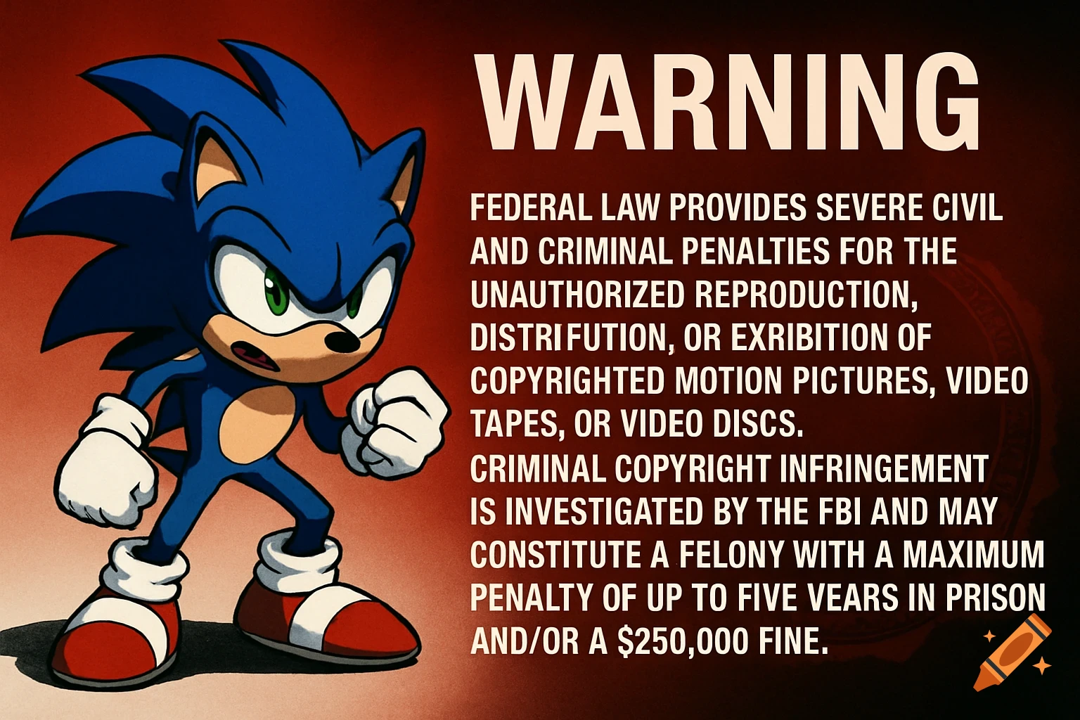 A dark, grainy image of a creepy, red-eyed Sonic the Hedgehog character ...