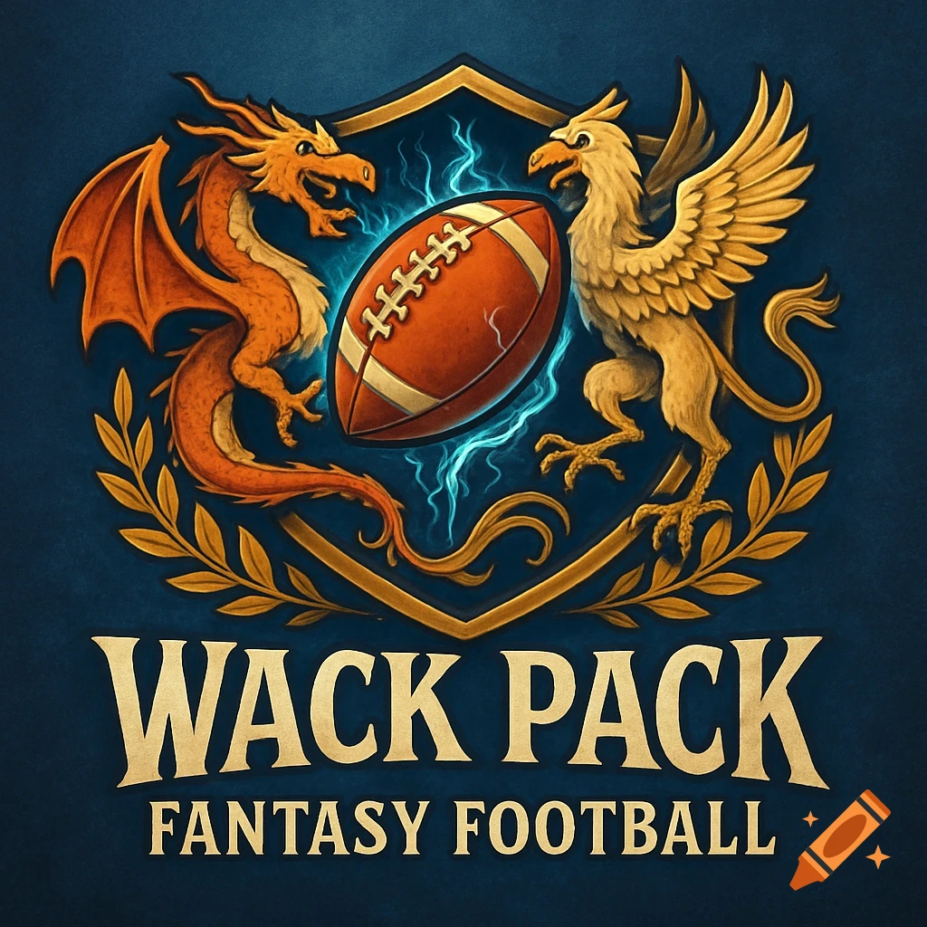 A fantasy football logo featuring an orange dragon and a golden griffin ...