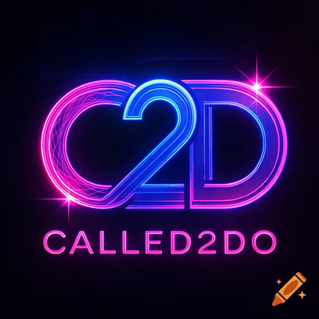 A metallic blue and pink neon logo featuring the word "CALLEDDO" with a large number "2 ...