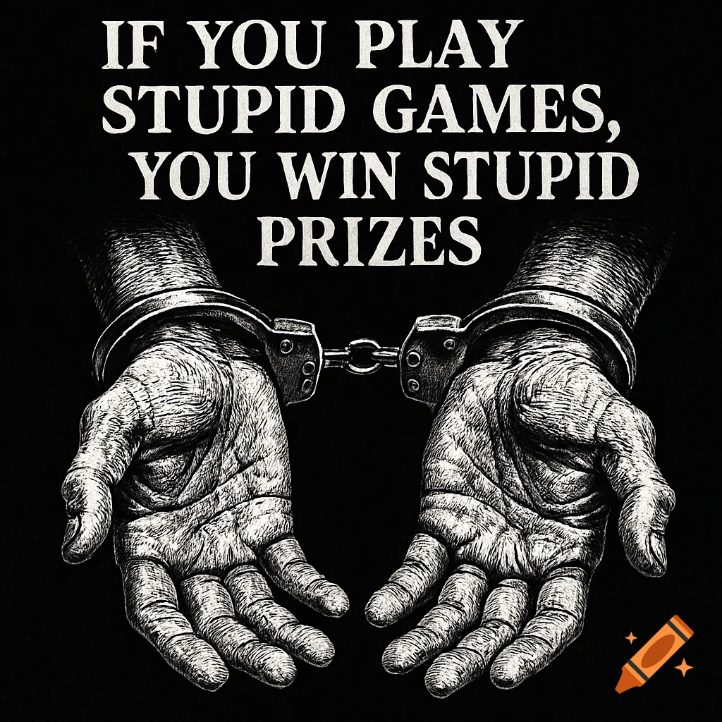 Black and white illustration of two hands shackled together with ...