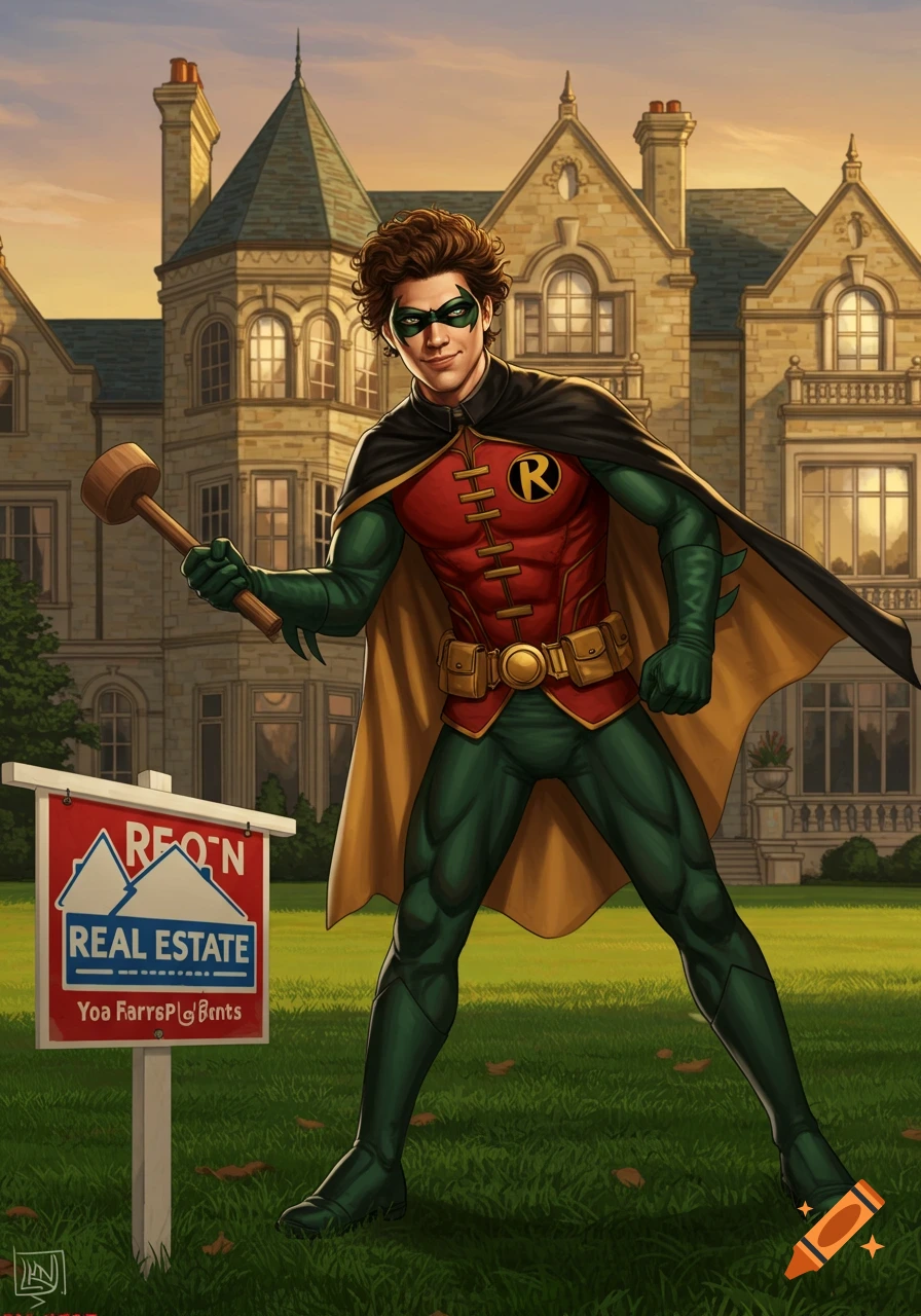 A comic book style illustration of Robin in his classic red and green ...