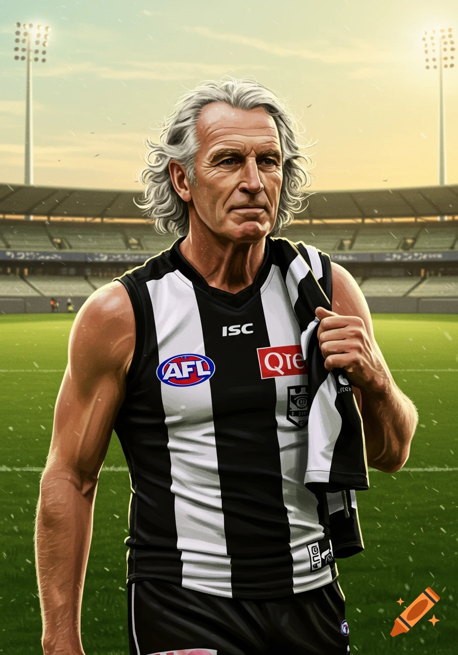 An illustration of an older man with grey hair wearing a black and ...