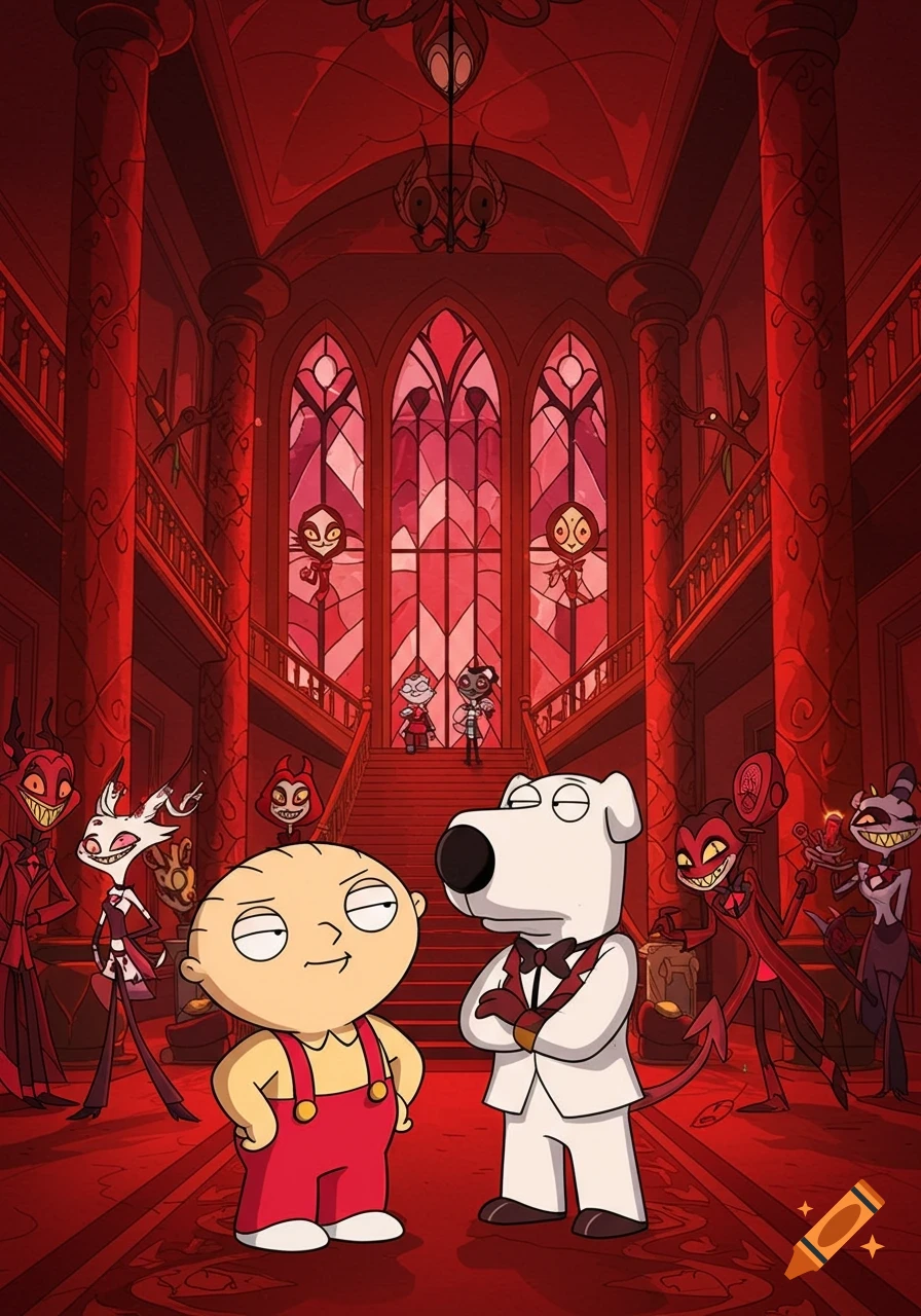 Peter Griffin stands in a suburban street, next to a large sandwich and ...