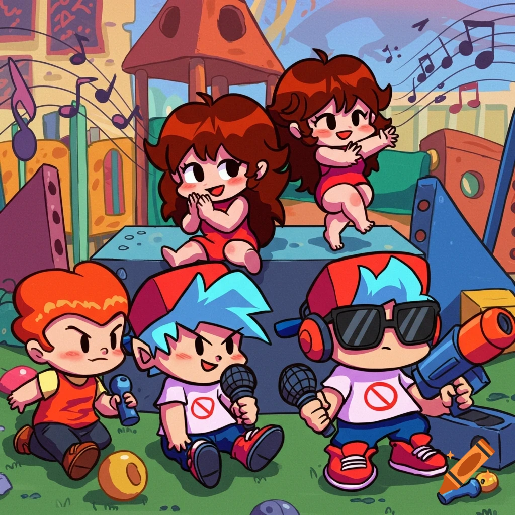 Chibi versions of Friday Night Funkin' characters, including Boyfriend ...