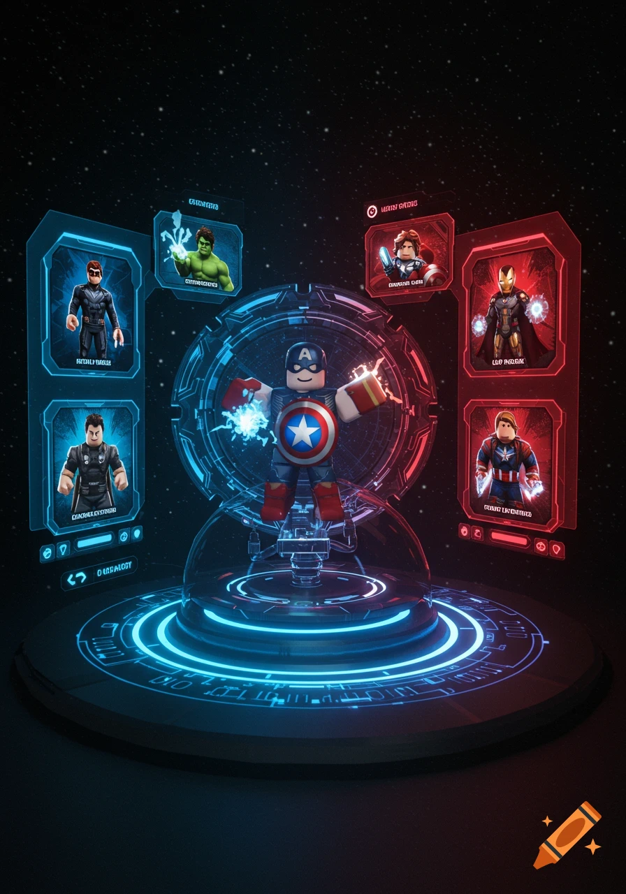 A character selection screen for a Roblox game, featuring stylized ...