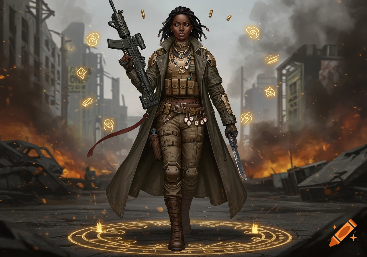 A muscular Black man in futuristic armor with a Star Trek emblem ...