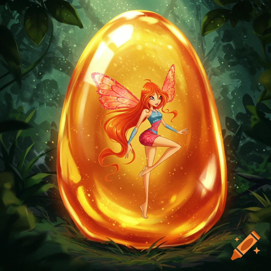 Angry Bloom from Winx Club in a light blue fairy outfit with iridescent ...