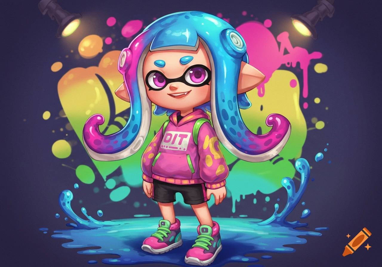 Cute and Happy Splatoon Girl Character created on Craiyon