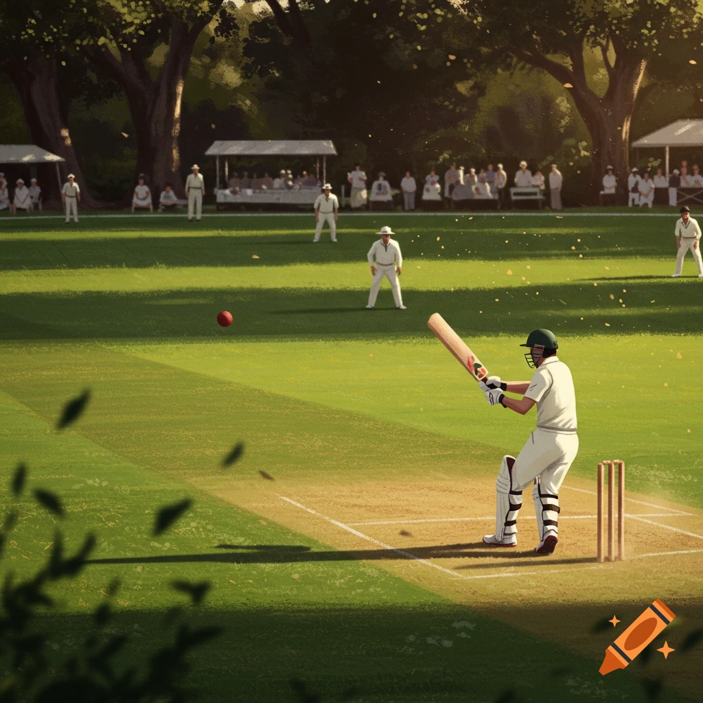 Cartoon boy in cricket uniform with gloves reaching to catch a red ...