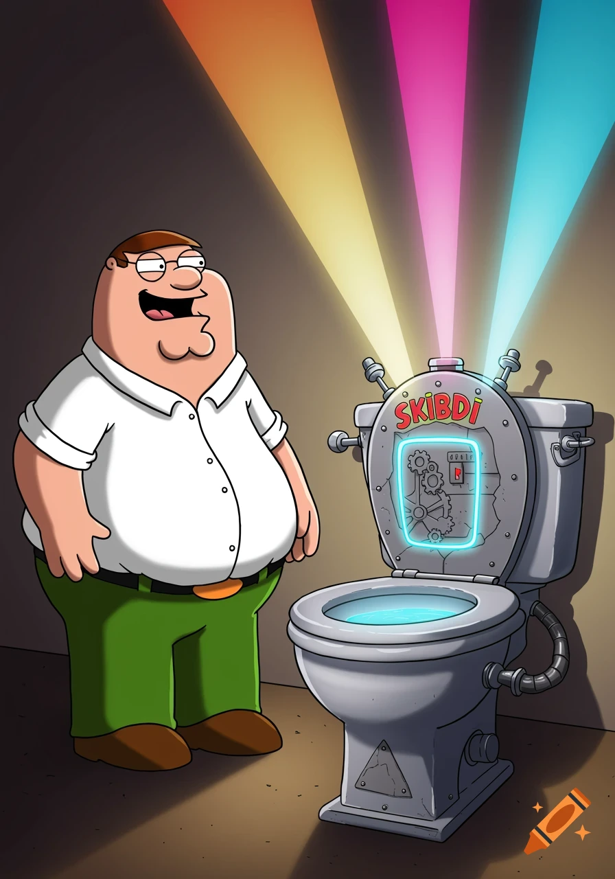 Cartoon of Peter Griffin giving food to smiling African children in a ...