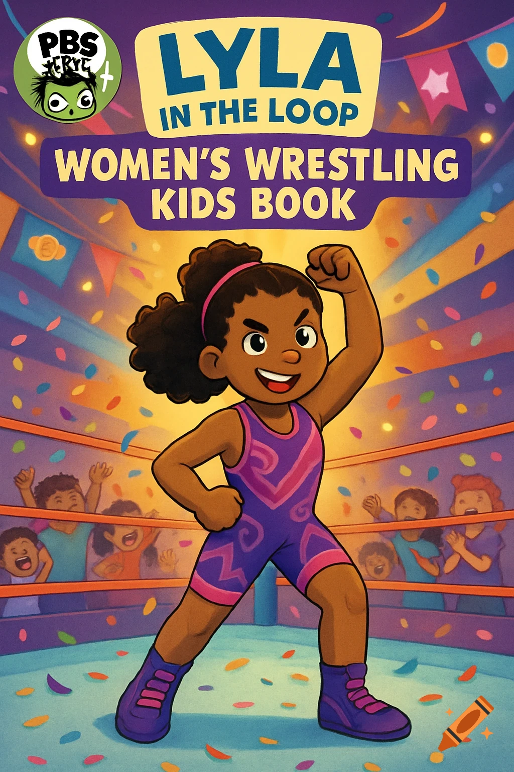 Colorful cartoon book cover for 'Lyla in the Loop: Women's Wrestling ...