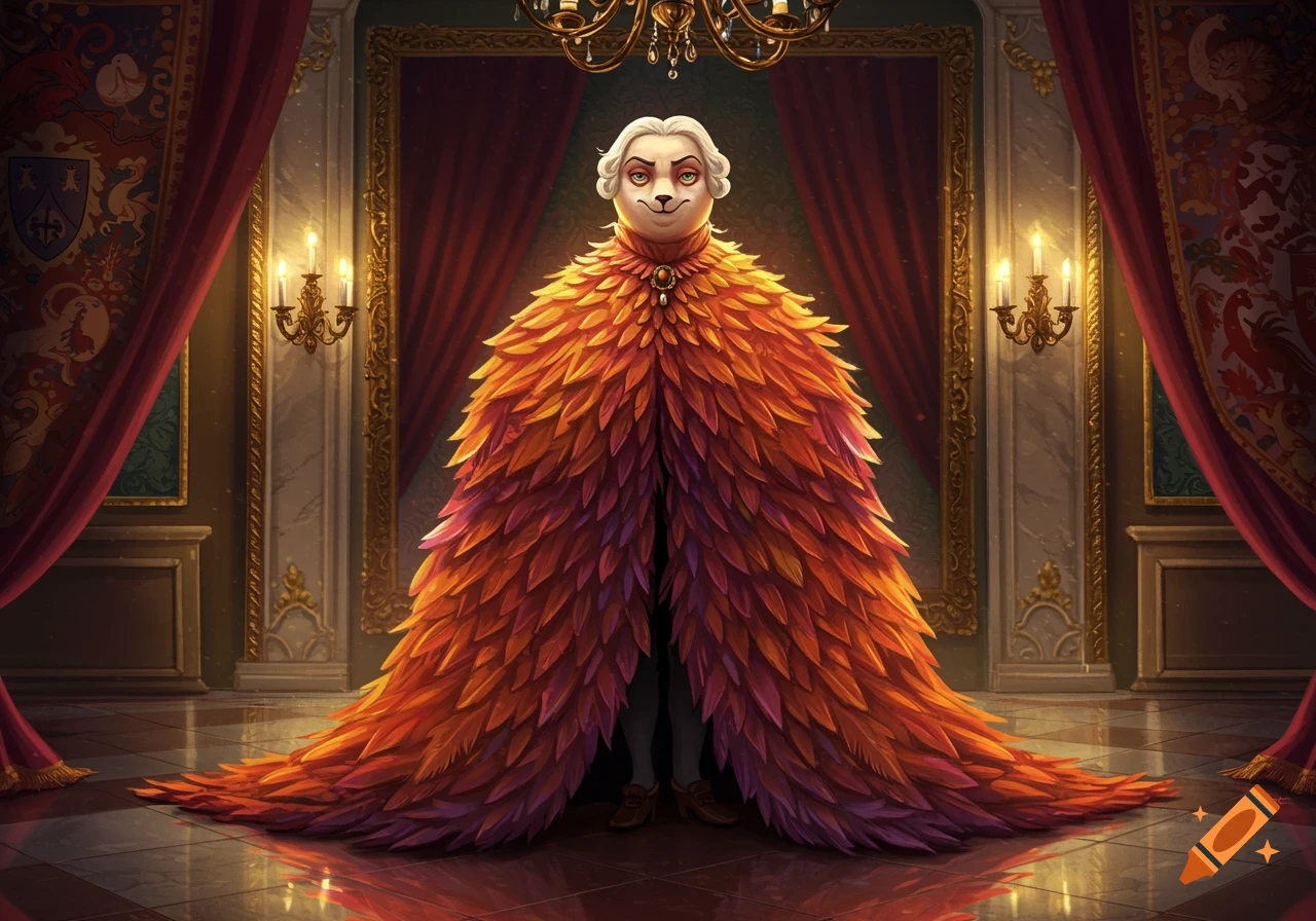 A flamboyant, eccentric noble with a pale, human-like face and a white ...