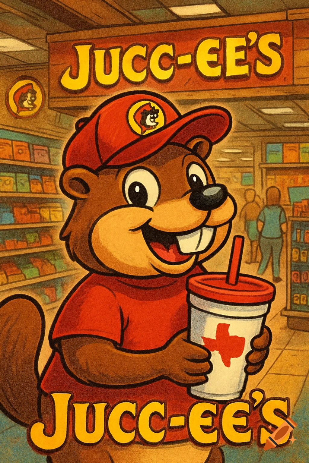 A cartoon style logo in a wooden frame featuring a smiling farmer with ...