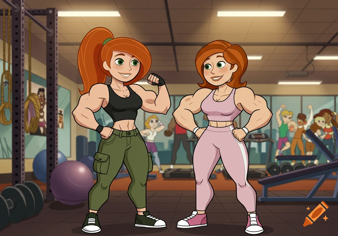 Anime illustration of Sailor Moon and her mom flexing their muscles in ...