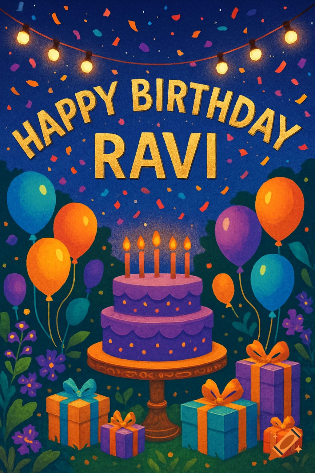 A cheerful birthday banner with golden text 'HAPPY Birthday Claire ...