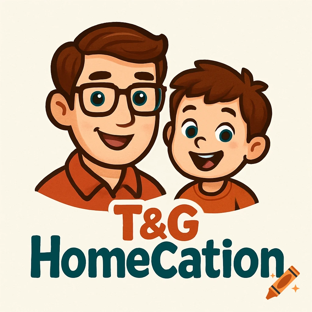 Cartoon logo of a smiling father and son, with 'T&G HomeCation' text ...