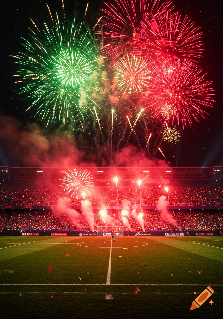 Night View of the Olympic Cauldron at Modern Olympic Stadium created on ...