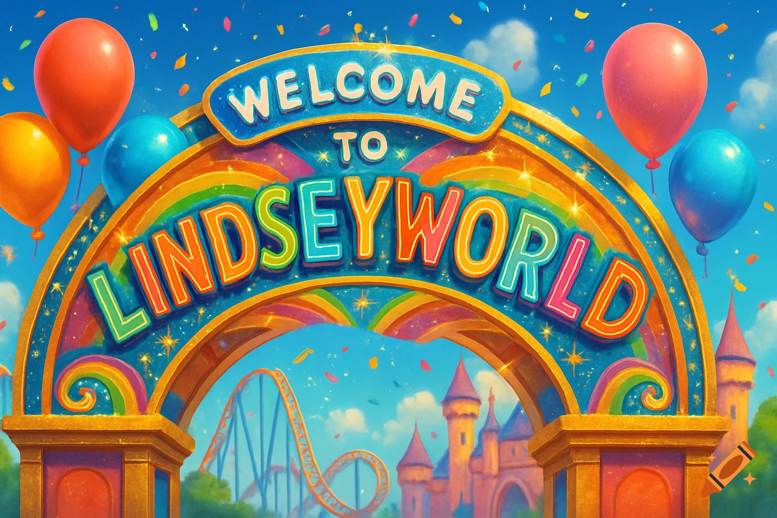 Simple illustrated logo for Little Land of Fun theme park featuring a ...