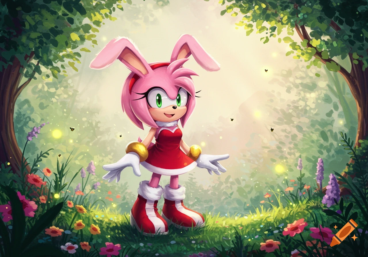 Cream the Rabbit, a smiling cartoon rabbit in an orange dress, stands ...