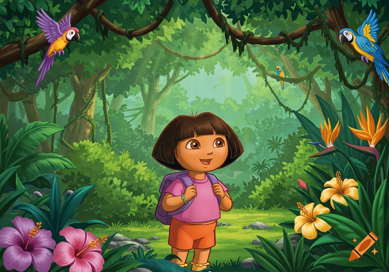 Cartoon Dora the Explorer smiles while holding a colorful lollipop and ...
