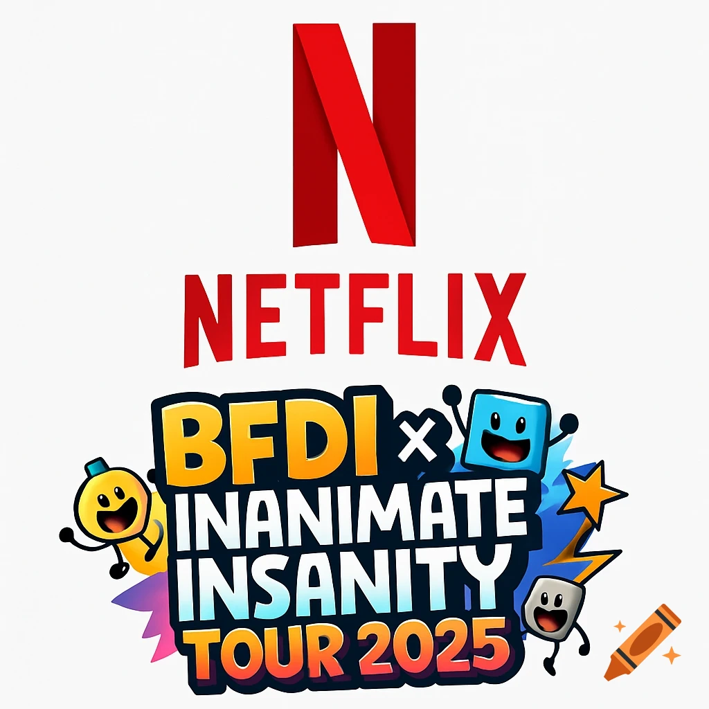 The red Netflix logo appears above a colorful graphic for 'BFDI x ...