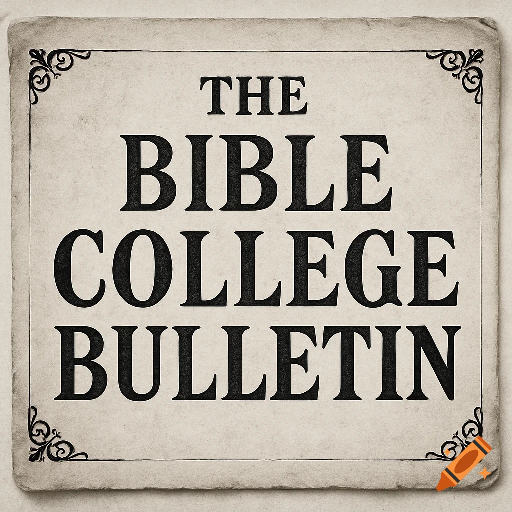 A vintage-style newsletter header for The Bible College Bulletin, with ...