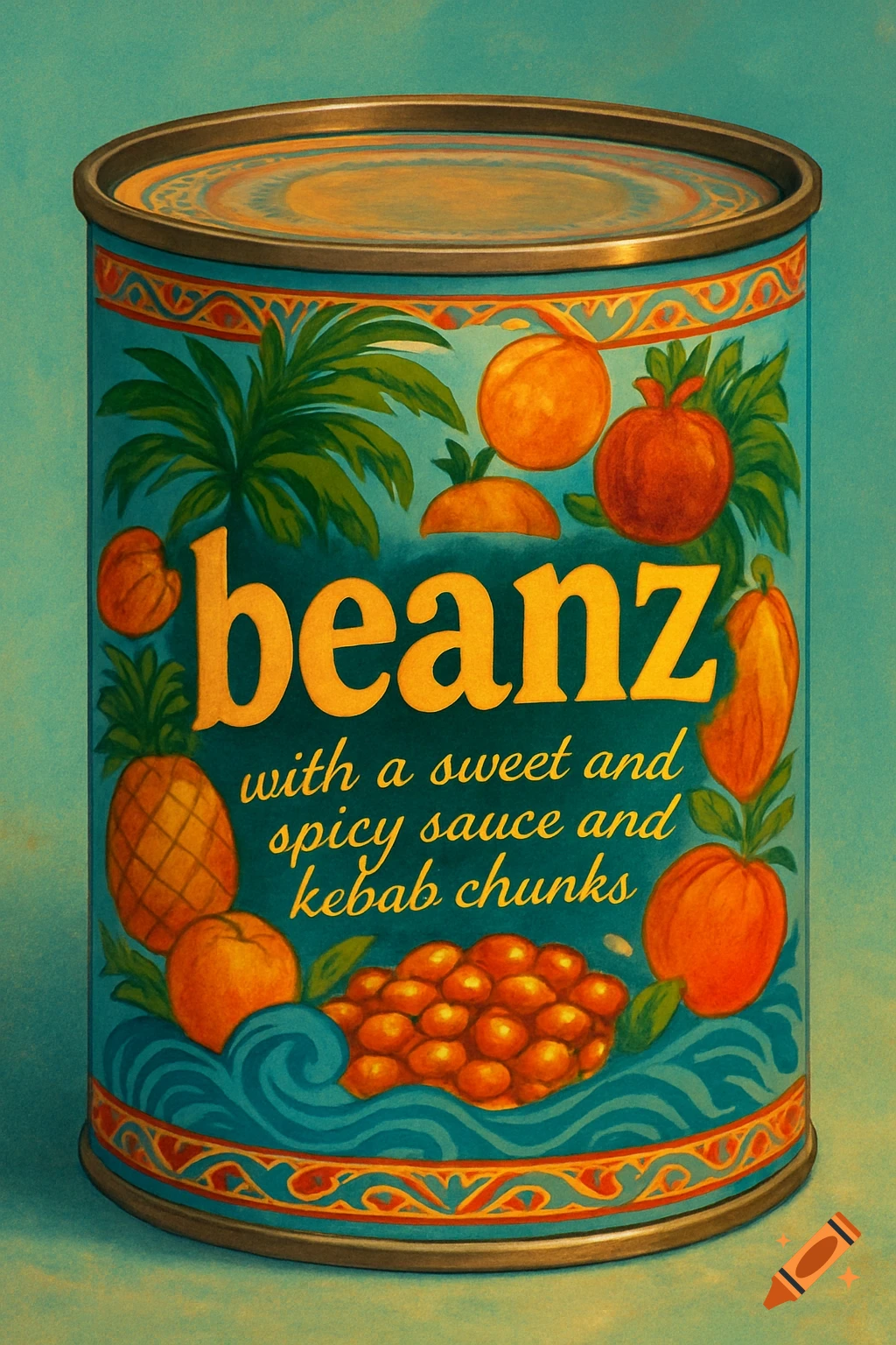 A jar of mango mustard sits on a wooden board with spilled mustard ...