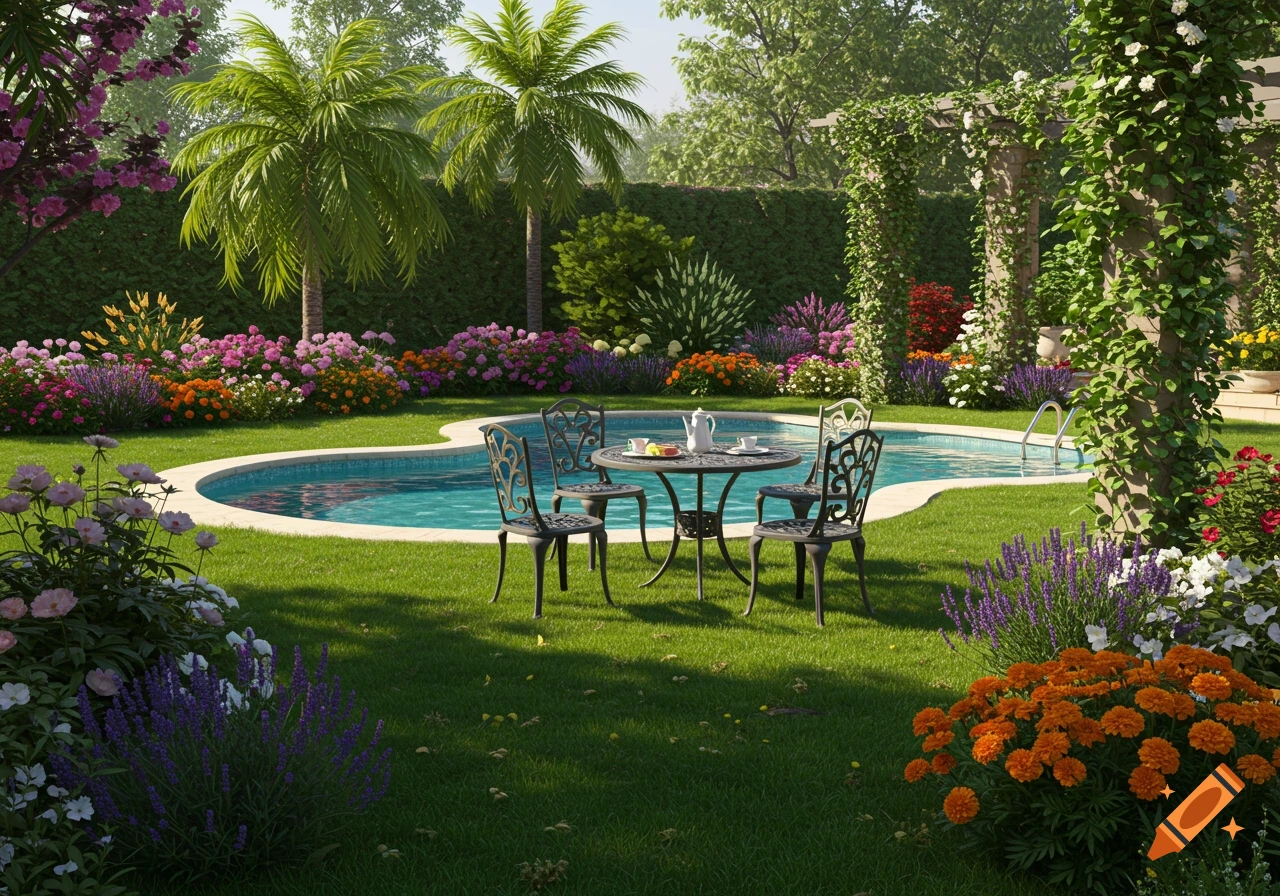 A beautiful outdoor swimming pool and hot tub with rock waterfalls ...