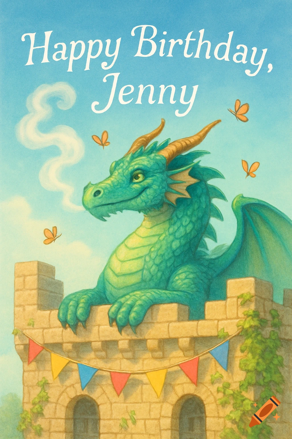 Cartoon birthday card featuring Joey from Friends holding a cake, with ...