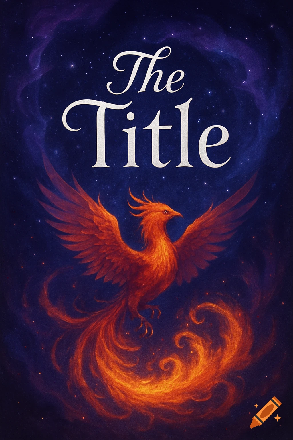 A fantasy book cover featuring a vibrant orange phoenix with fiery ...
