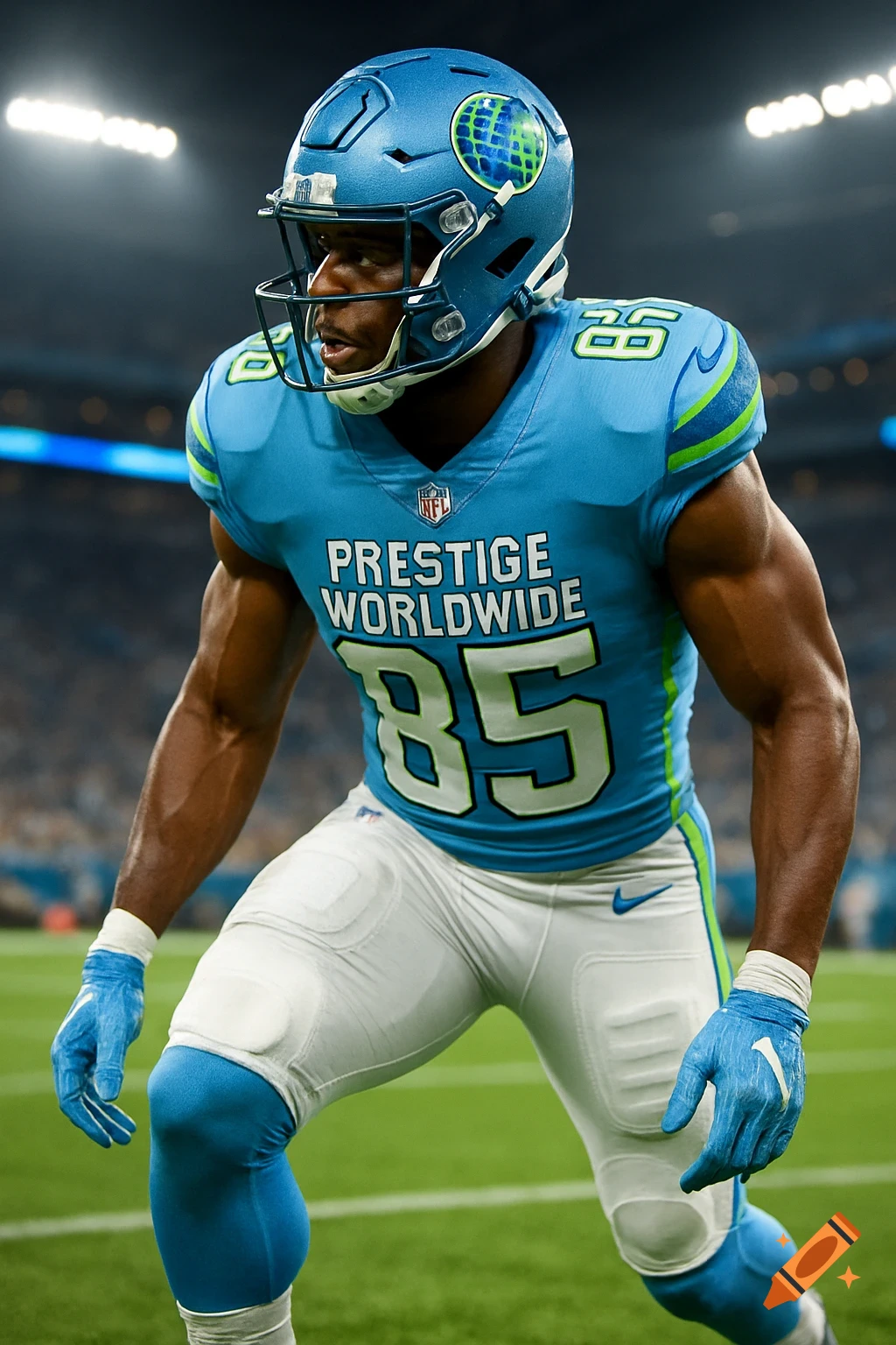 Photorealistic image of an Asian quarterback in a purple jersey ...