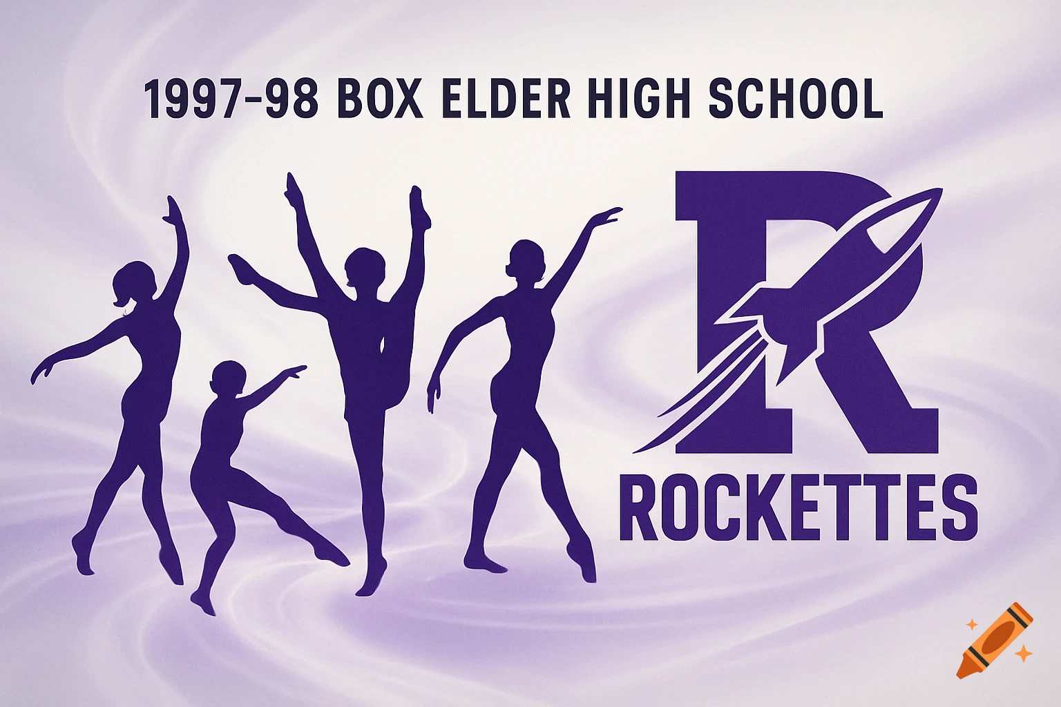 Purple graphic design for Box Elder High School Rockettes with dancer ...