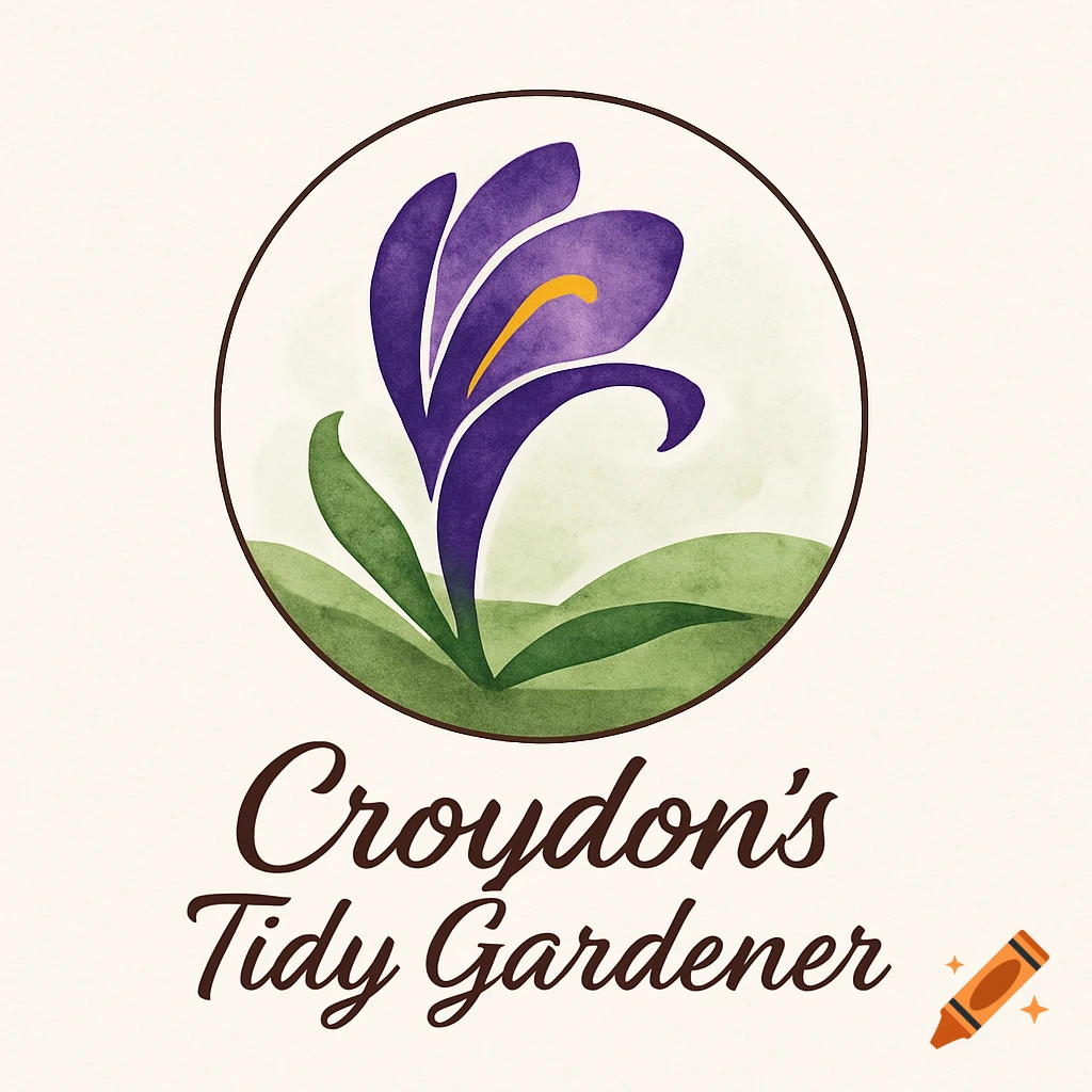 A watercolor-style logo featuring a purple crocus flower in a circle ...