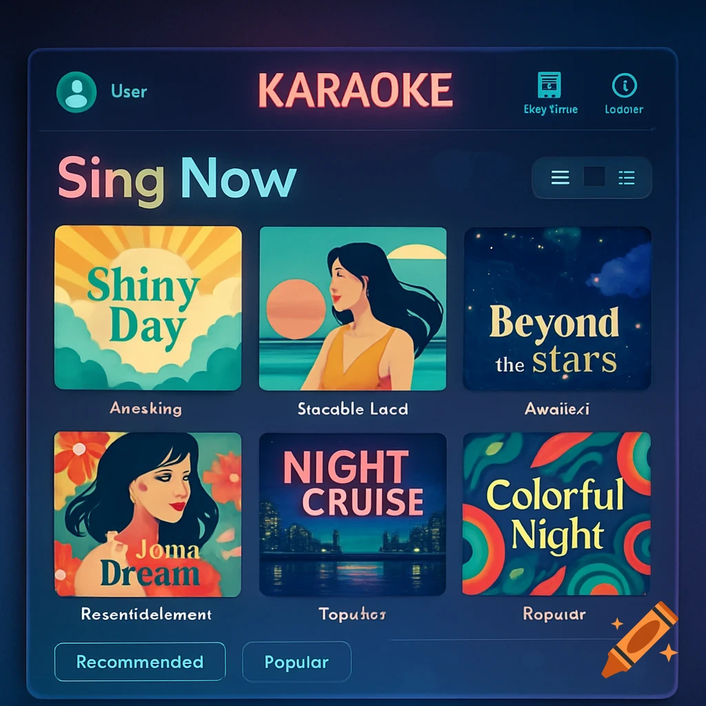 Whimsical illustration of humans and animals singing karaoke on a pier ...