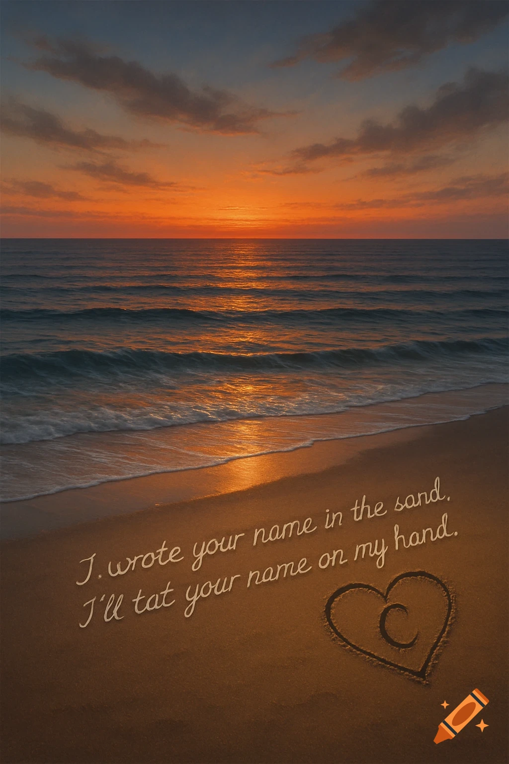 A vibrant sunset over a calm ocean, with colorful clouds filling the ...