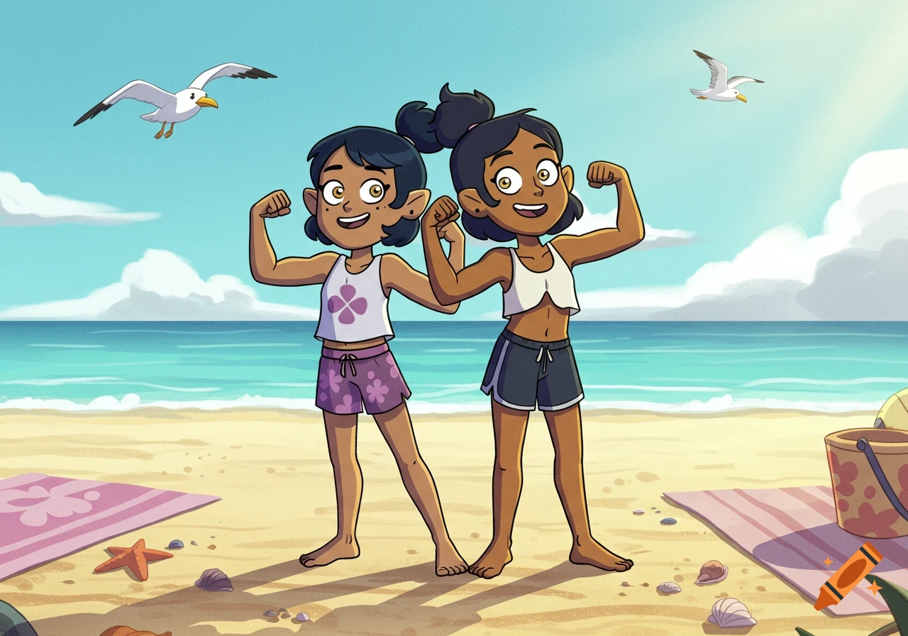 Luz's mom and Luz from The Owl House flex their muscles on a sunny ...