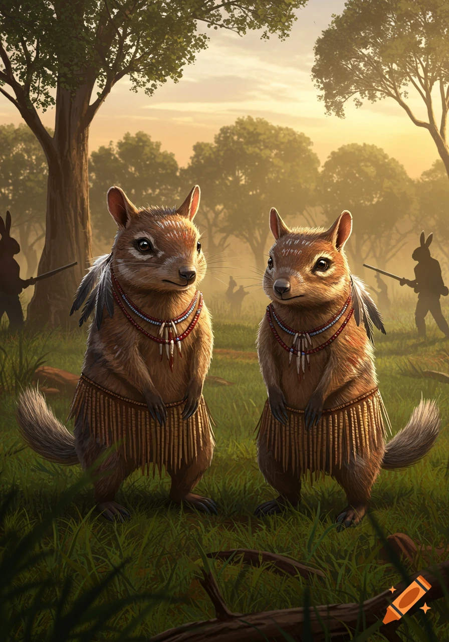 An anthropomorphic coyote wearing a poncho stands in a desert with ...