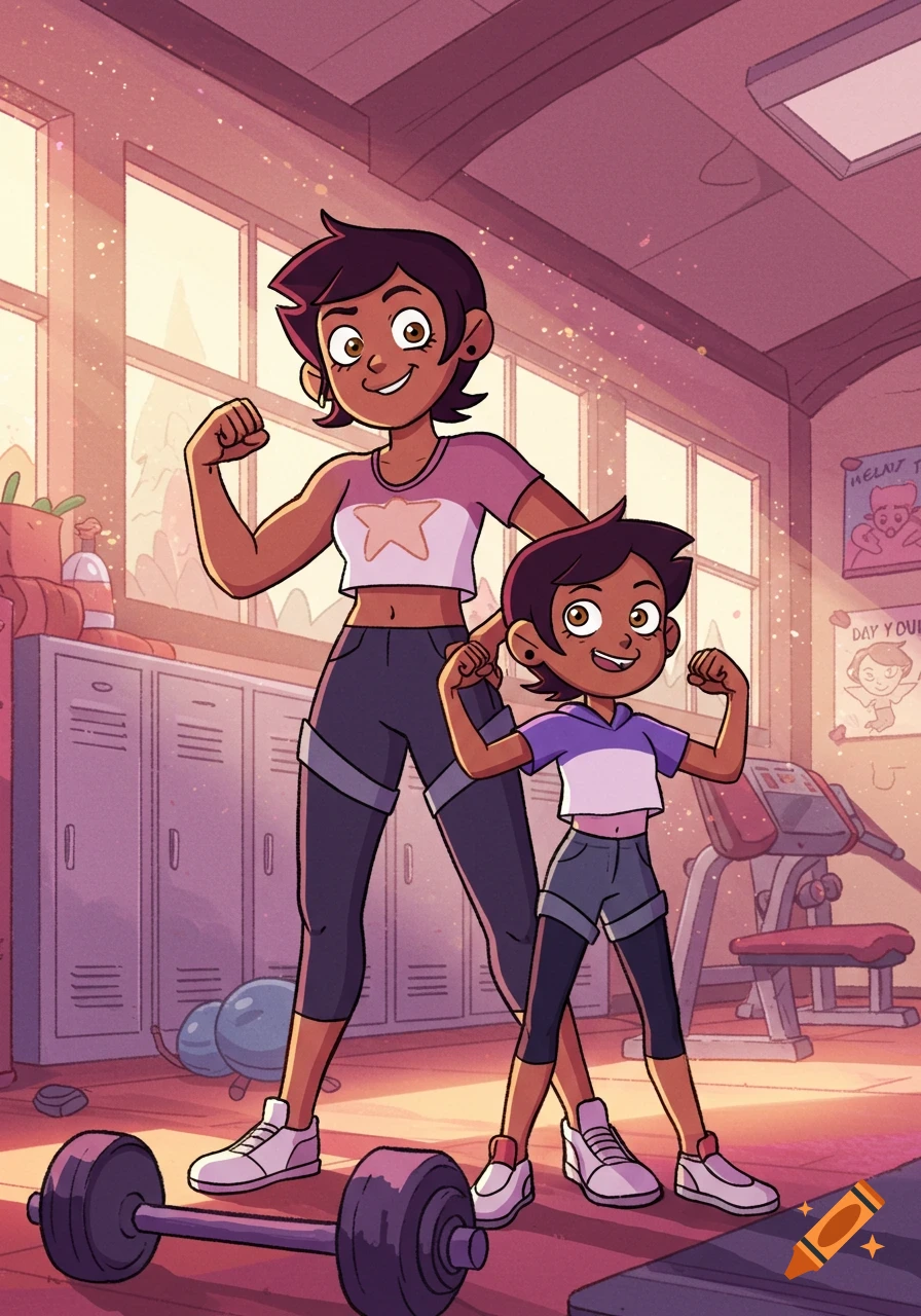 Luz's mom and Luz from The Owl House flex their muscles on a sunny ...