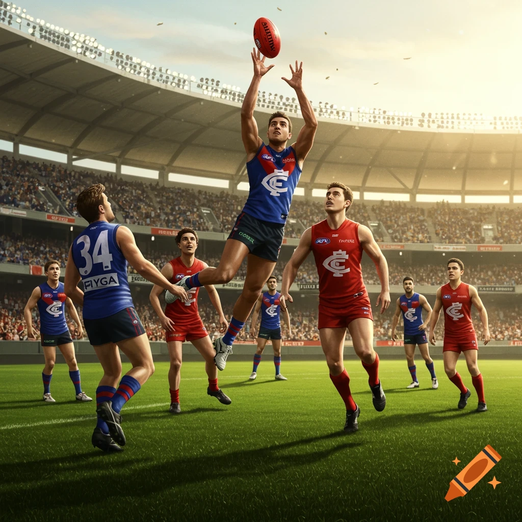 Photorealistic image of Australian Rules Football players during a ...