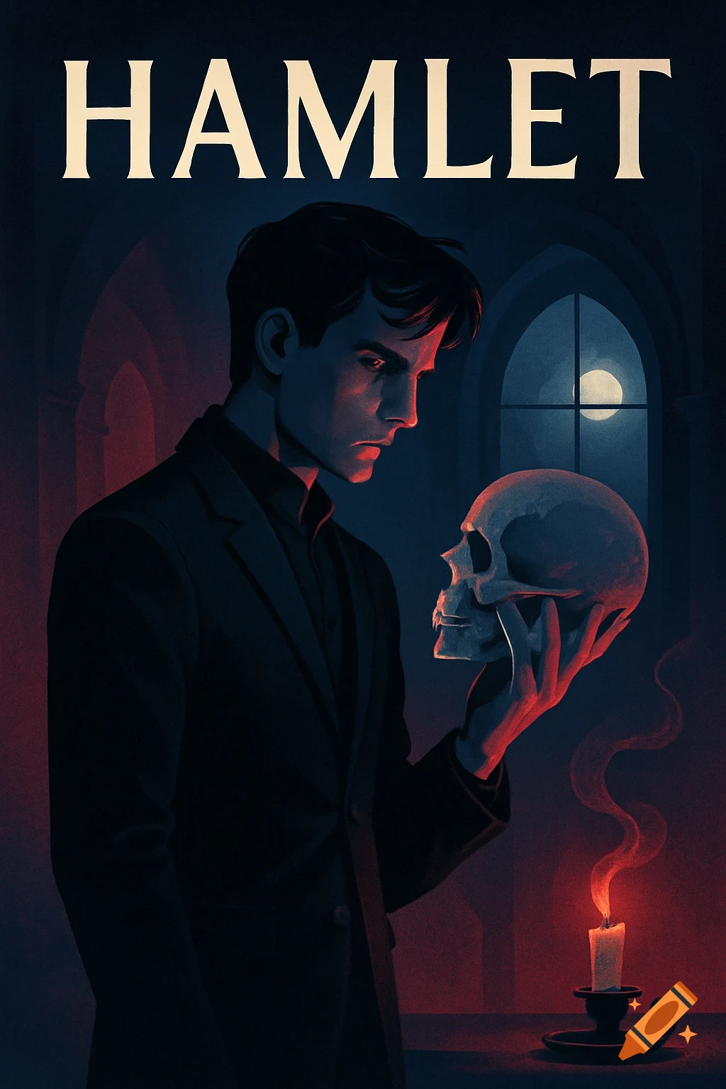 Dark poster with a silhouetted man, hands glowing with magical ...