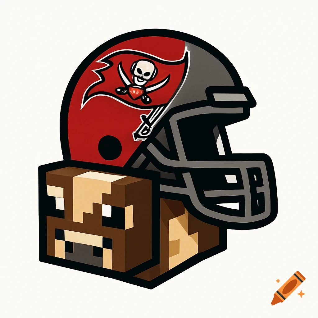 An illustration of a Minecraft cow wearing a red Tampa Bay Buccaneers ...