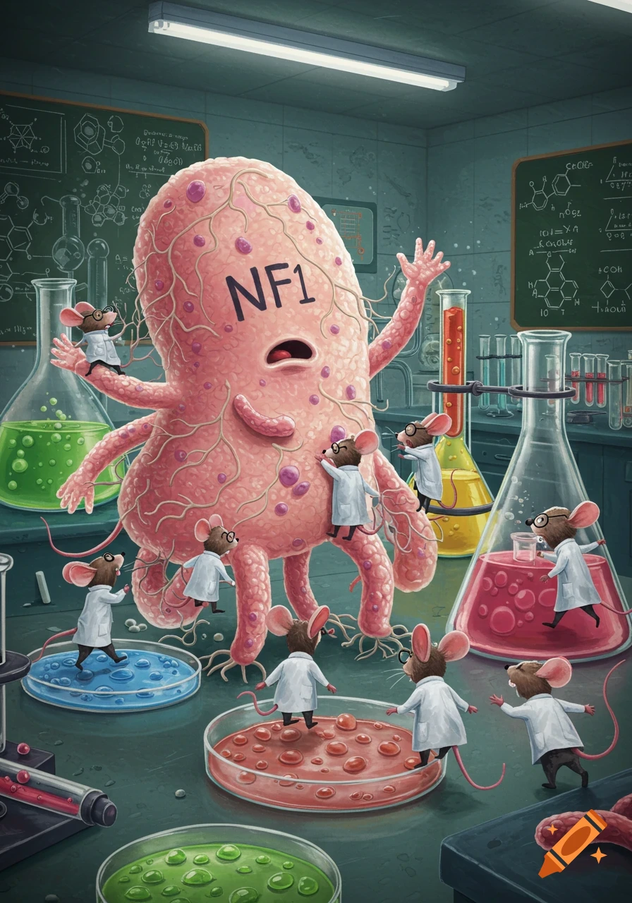 Cartoon illustration of lab mice in white coats experimenting on a ...