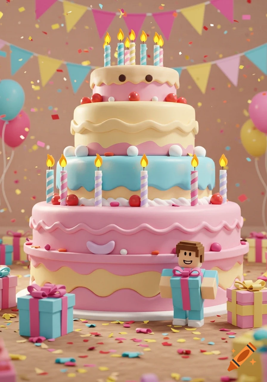 A vibrant, multi-tiered rainbow birthday cake adorned with colorful ...