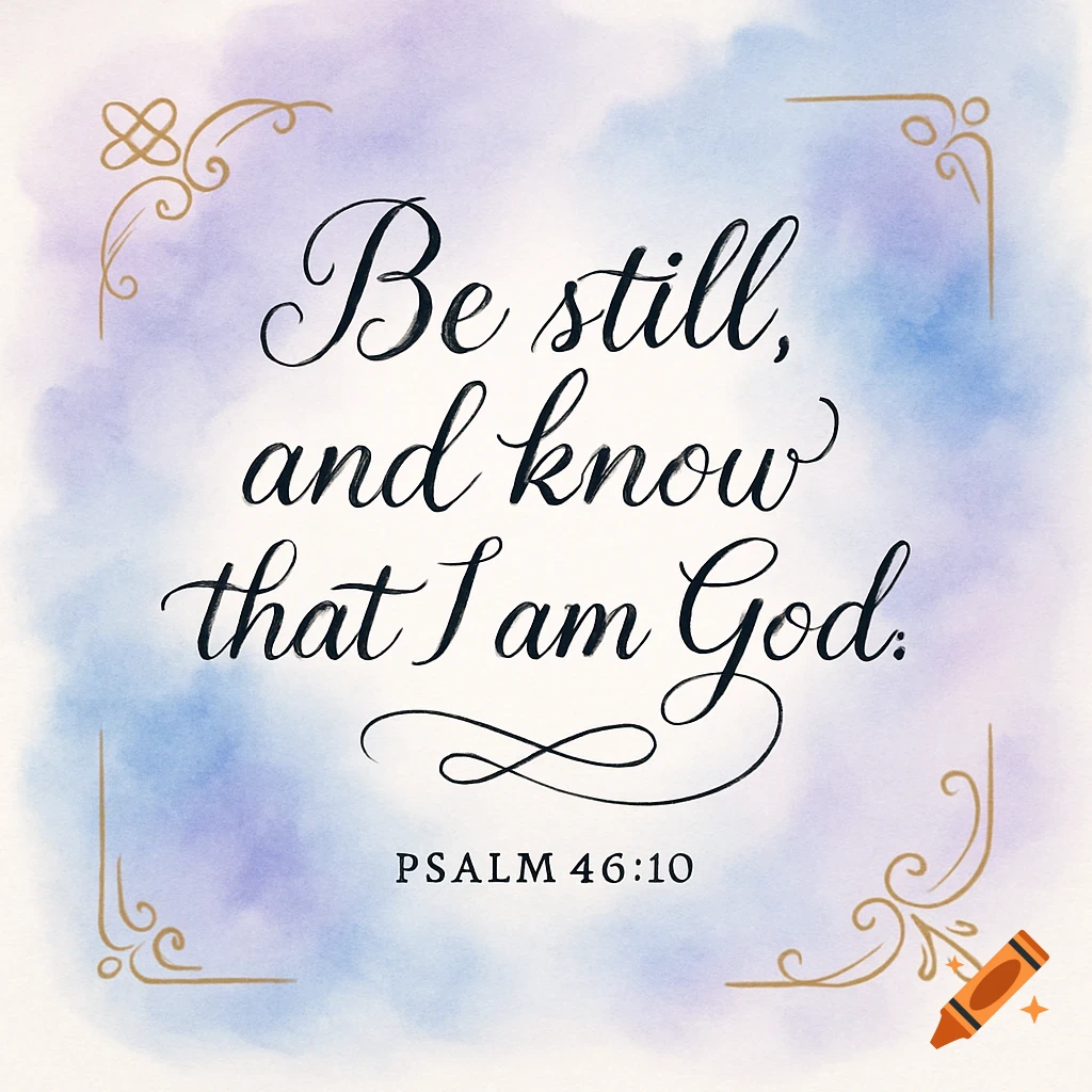 A bible verse 'Be still, and know that I am God. PSALM 46:10' in ...
