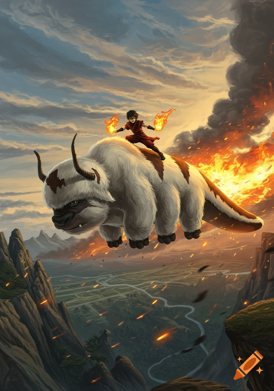 Toph Beifong from Avatar, in a wide stance, earthbending rocks and dust ...