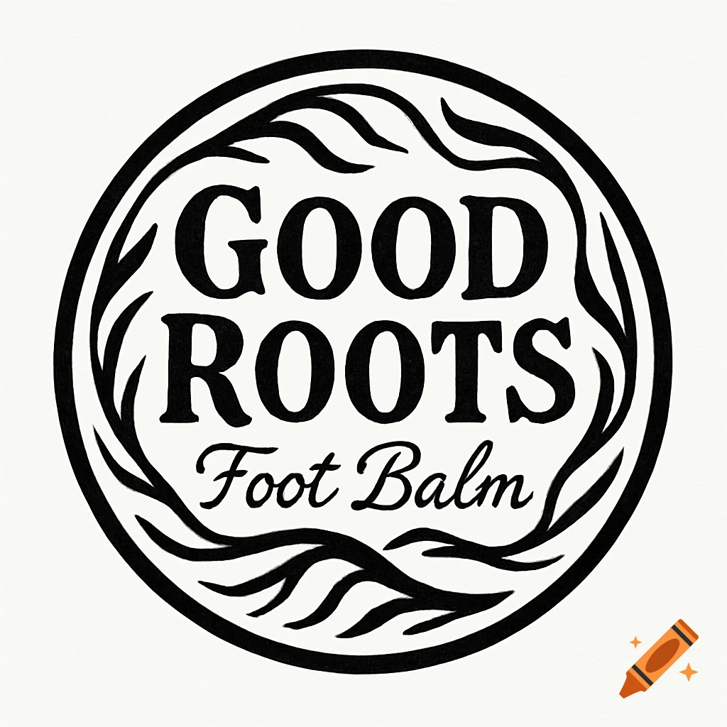 Black and white circular logo for 'Feel Good Foot Balm' with a leafy ...