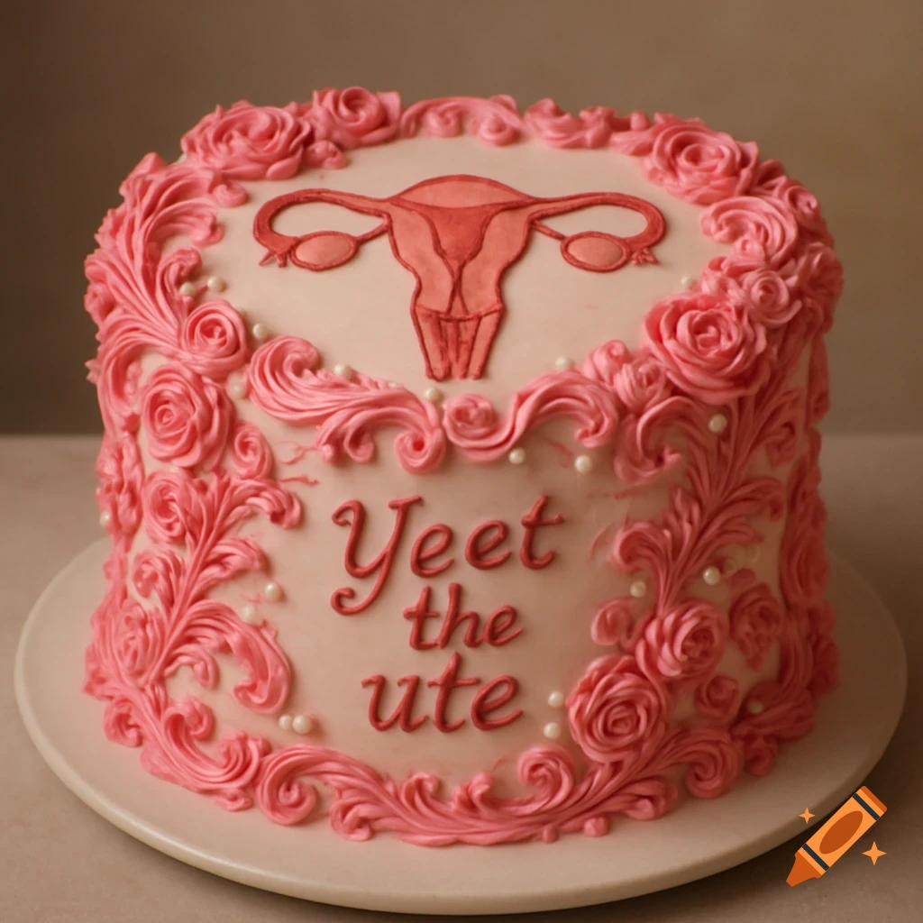 A realistic pink cake decorated with icing flowers, pearls, and a ...