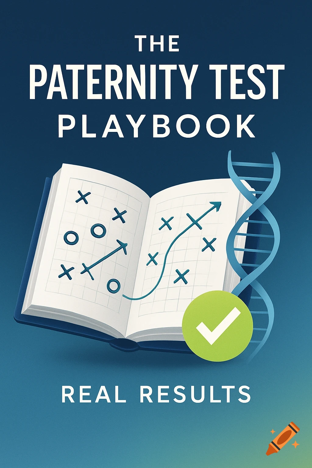 A blue book cover for 'The Paternity Test Playbook' featuring an open ...