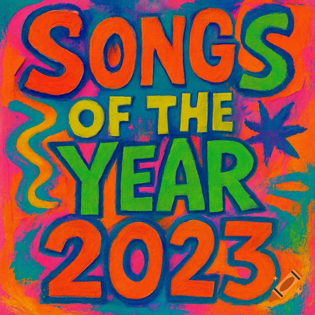 Abstract music compilation cover for 'SONGS OF THE YEAR 2023' with ...