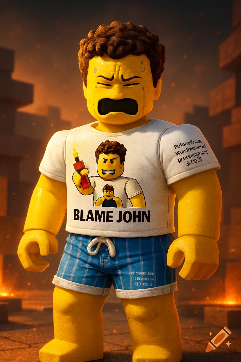 A blocky Minecraft-style character with brown hair and glasses, wearing ...